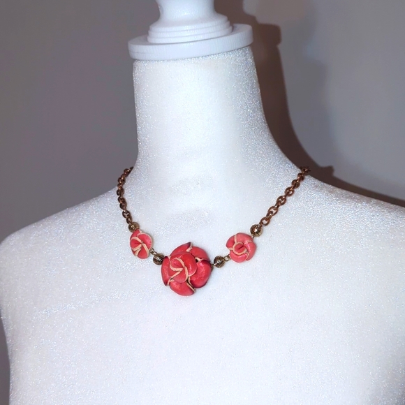 Patricia Nash | Jewelry | Leather Rosette Necklace | Poshmark
